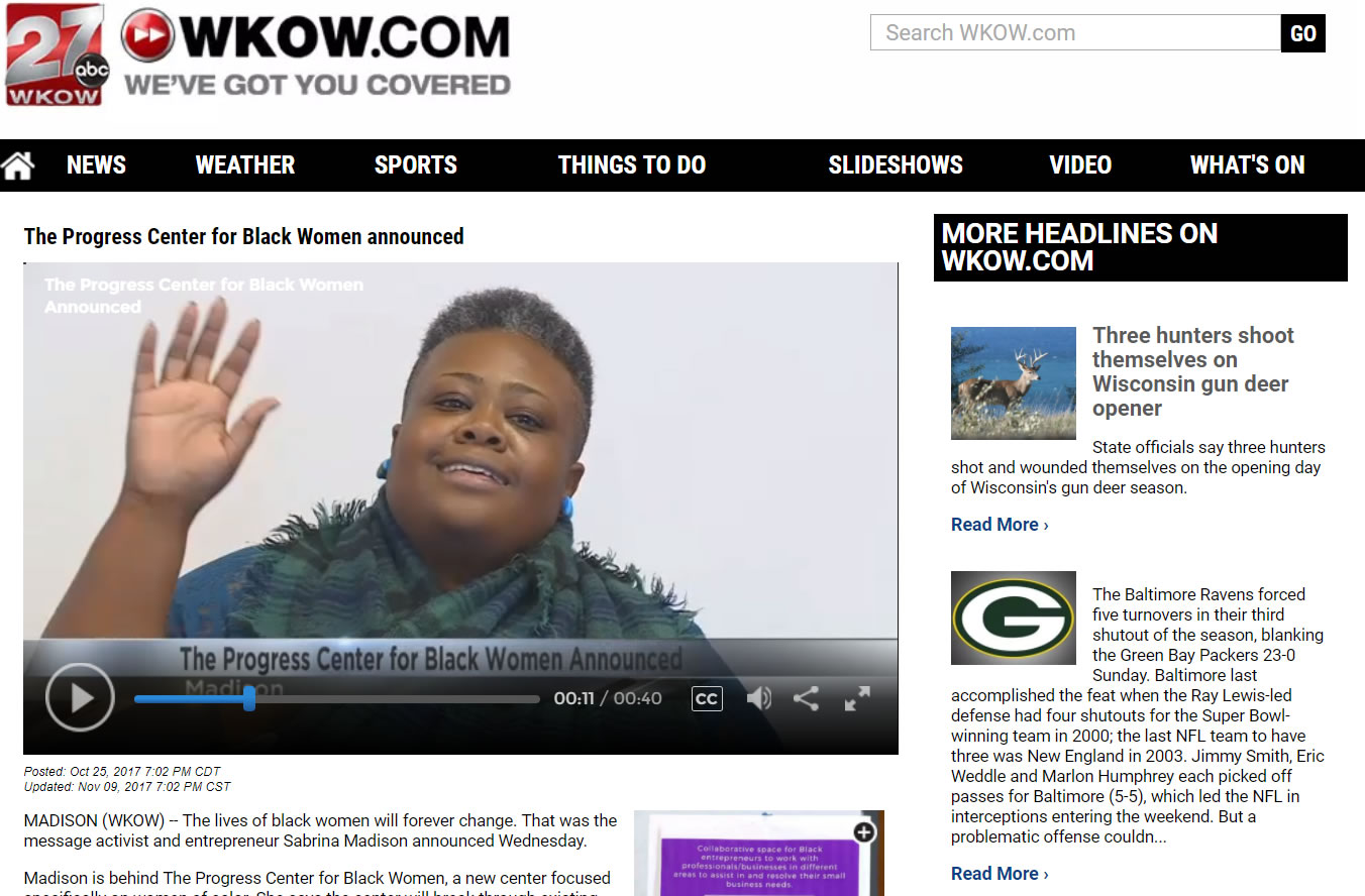 Press about The Progress Center for Black Women + Sabrina Madison
